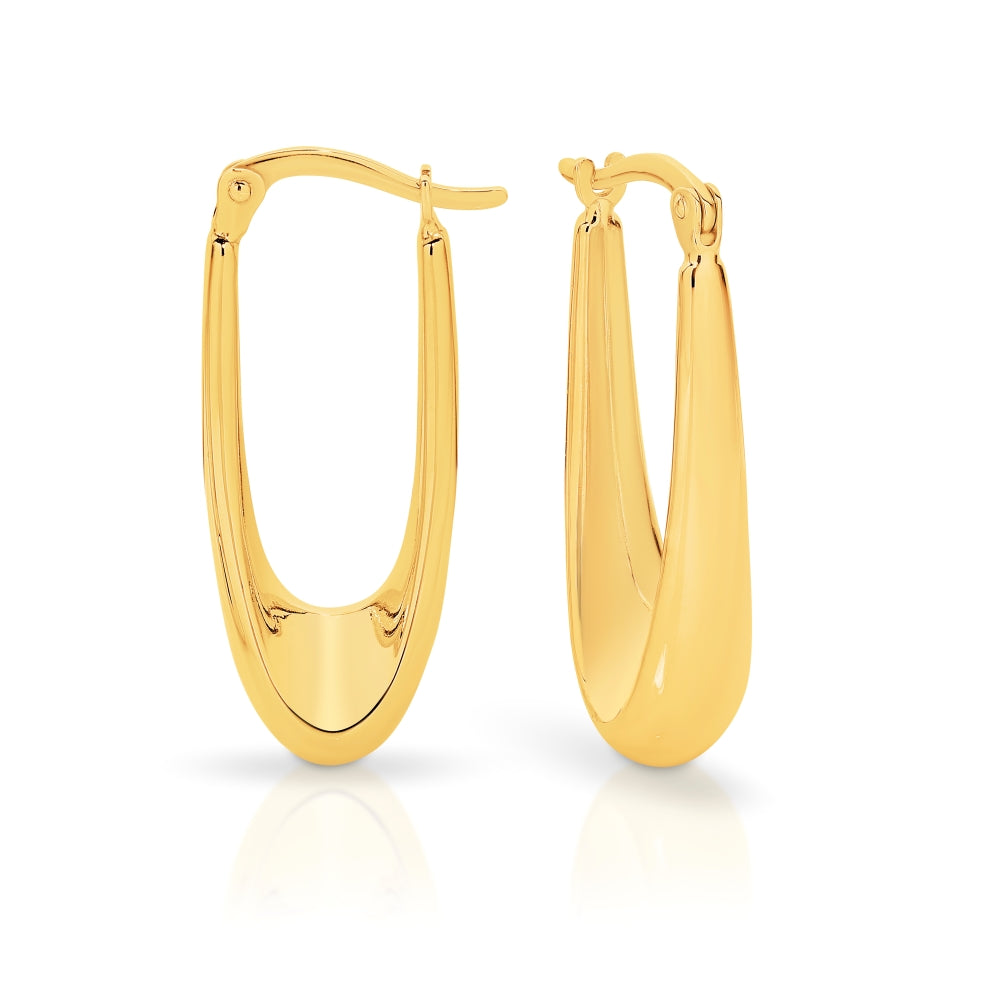 9ct Gold long Tapered Paper Clip Hoop Earrings. – Pontifex Jewellers